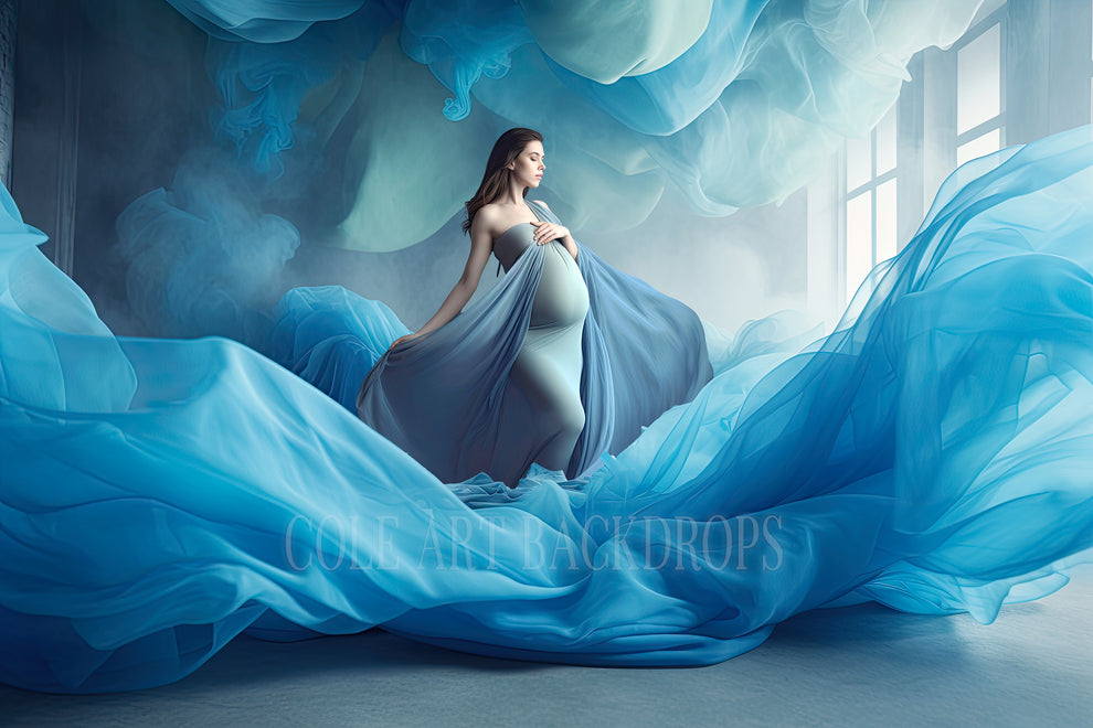 Carry Me Away Blue Flowy Fabric Set Digital Backdrops, Maternity Backg ...