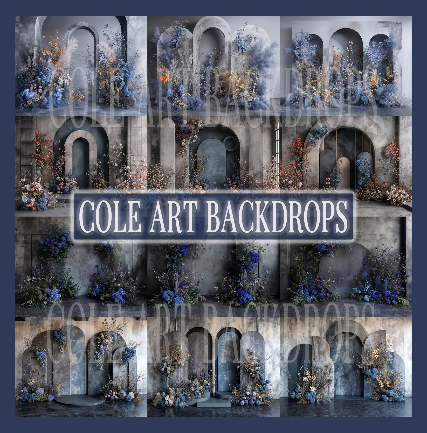 Blue Installation Set Digital Backdrops, Maternity Backdrops, Studio B ...