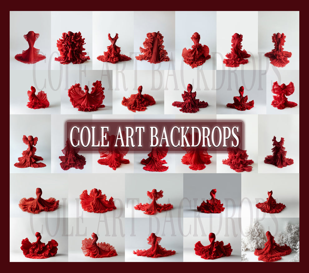 Red Dress Digital Overlays, Photoshop Overlays, Digital Backdrops Set ...