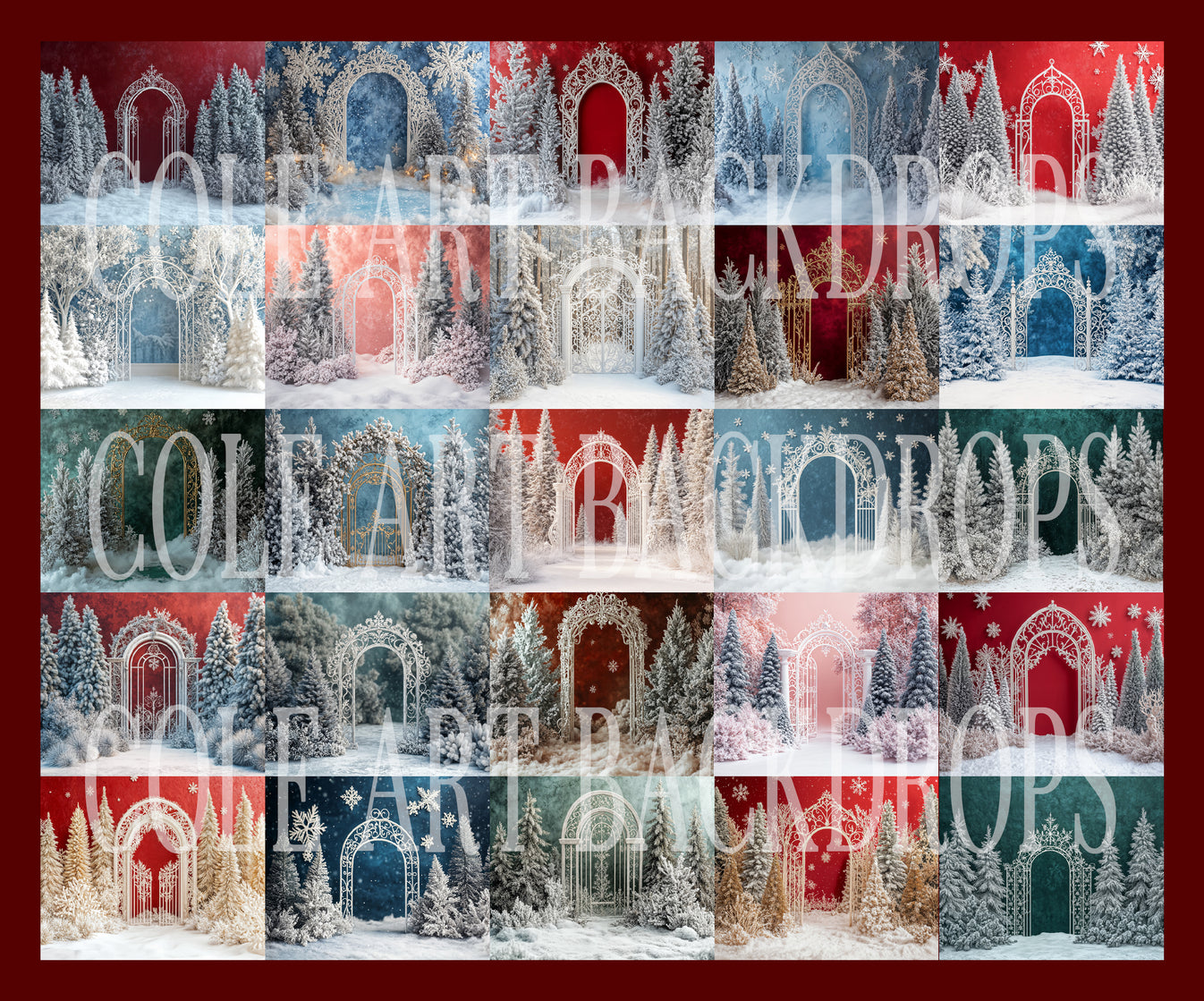 Whimsy Colorful Christmas Digital Backdrops, Christmas Backdrops Set ...