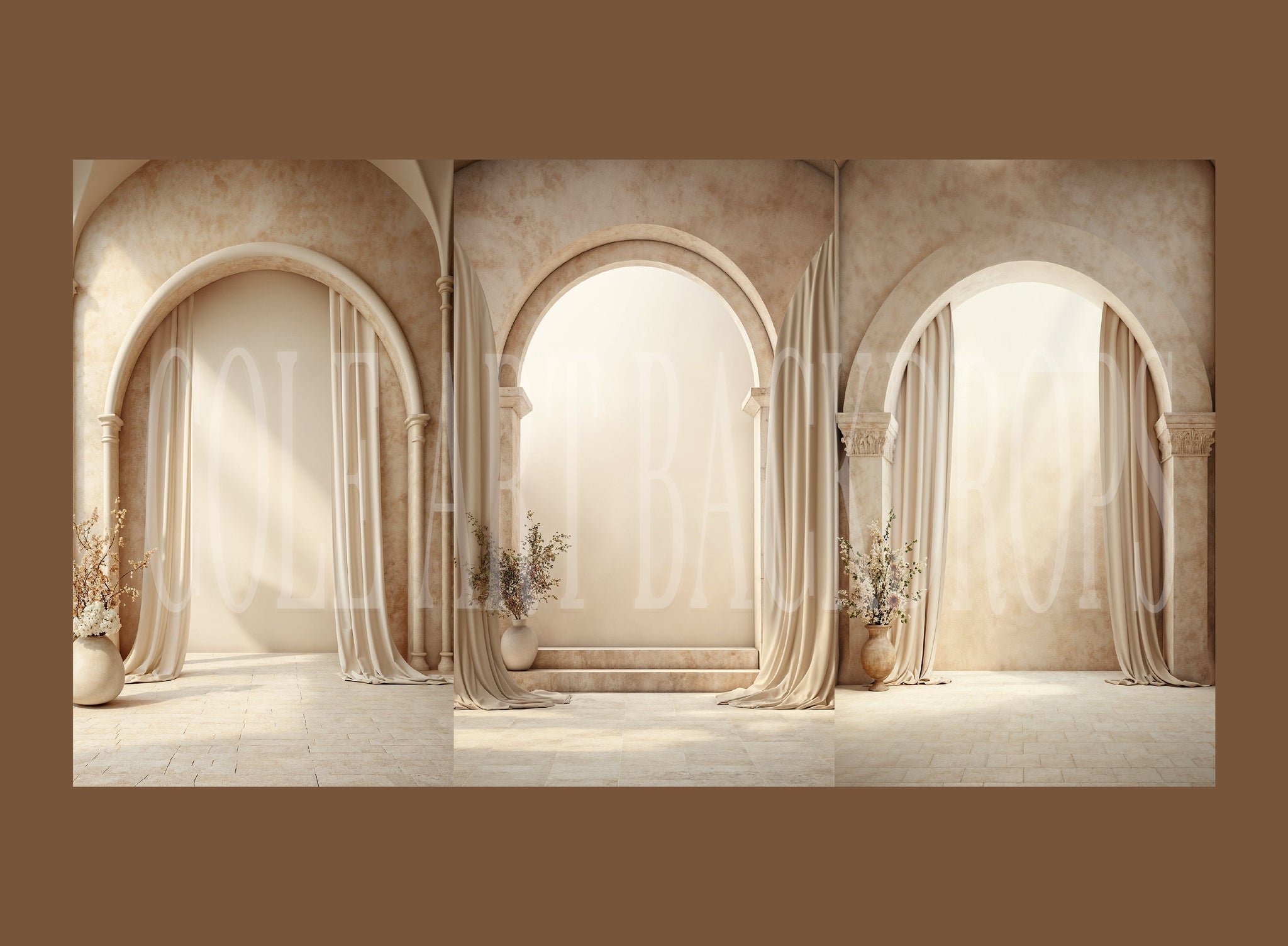 Tan Arch Vibes Set Digital Backdrops, Maternity Backgrounds, Studio Ba ...