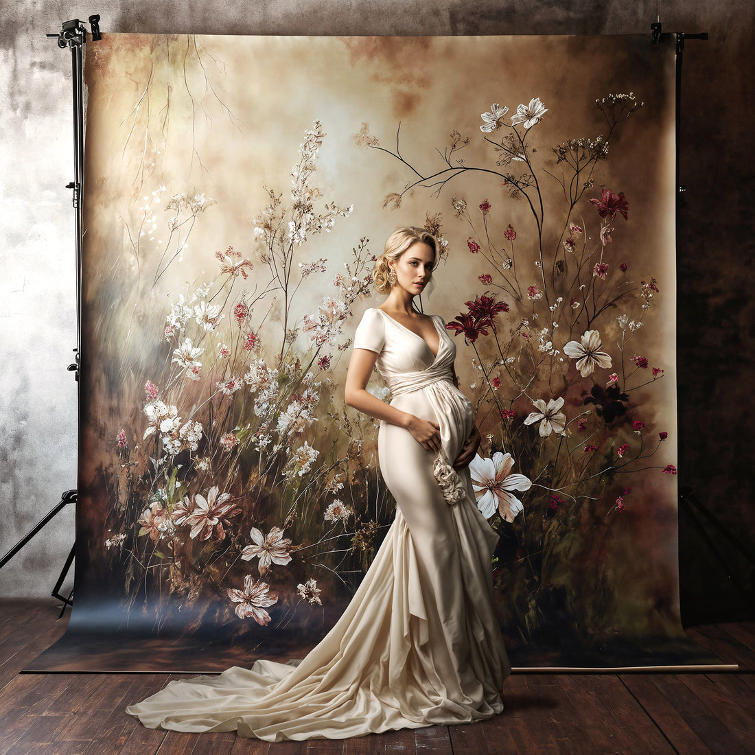 Spring Florals Set Digital Backdrops, Maternity Backdrop Overlays, Stu ...